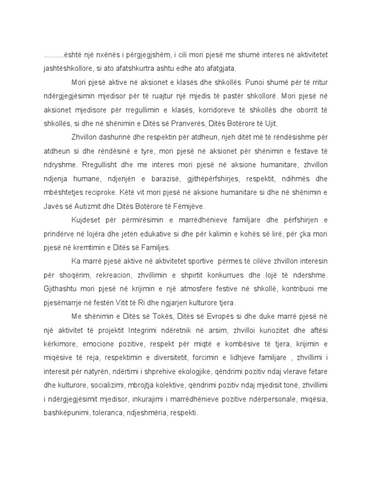 Deftesë Shtesë Aktivitete Jashtëmësimore | PDF