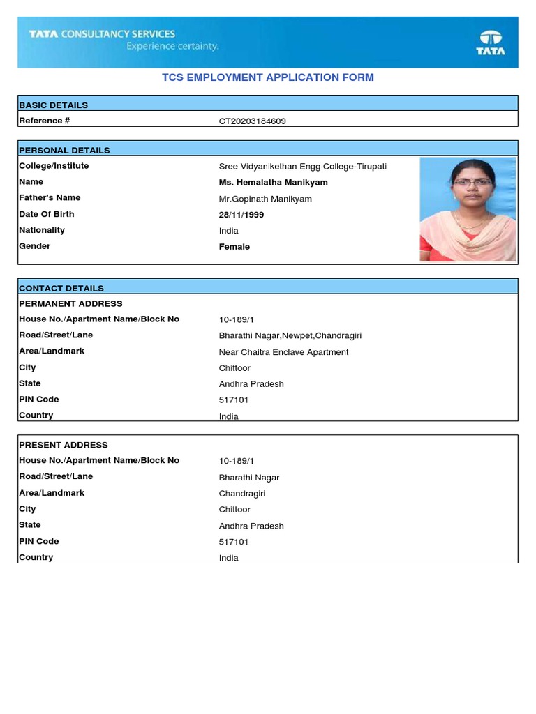 TCS Application Form | PDF | Common Law | Public Law
