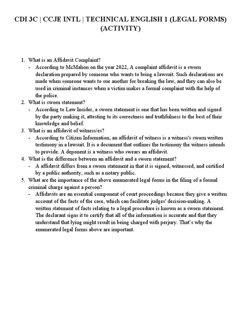 Technical English 1 (Legal Forms) | PDF