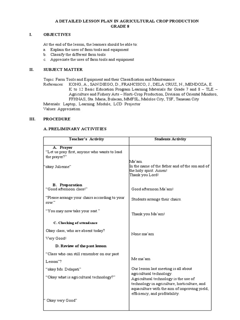 A Detailed Lesson Plan in Agricultural Crop Production | PDF | Agriculture