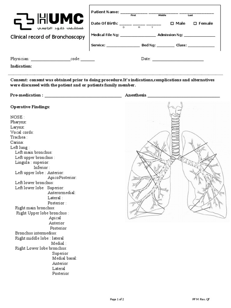 Bronchoscopy Clinical Record | PDF