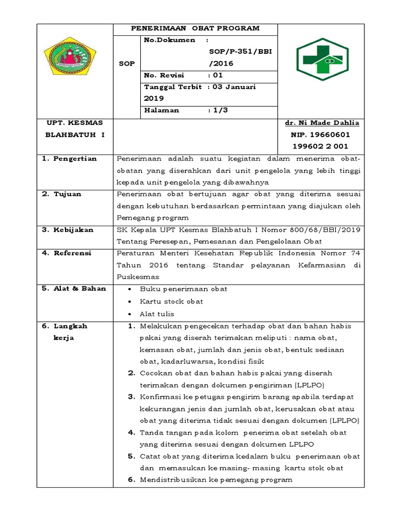 Penerimaan Obat Program | PDF