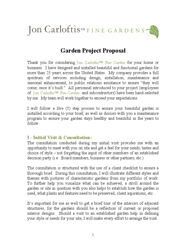 Garden Project Proposal: Jon Carloftis™ Fine Gardens | PDF | Design ...