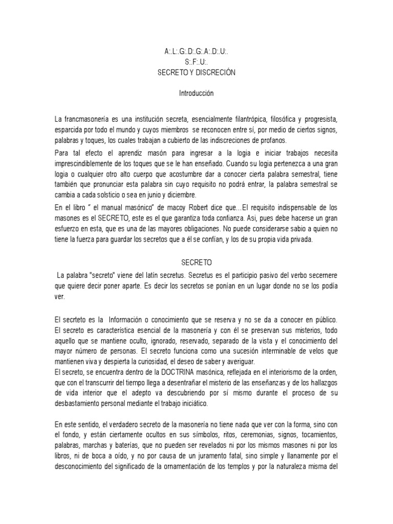 Secreto y Discresion | PDF | Masonería | Mente
