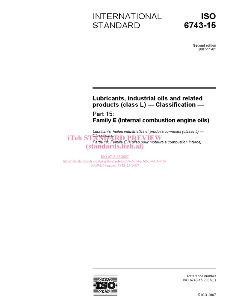 ISO 6743-15 - 2007 - Part. 15 - Family E - Internal Combustion Engine ...