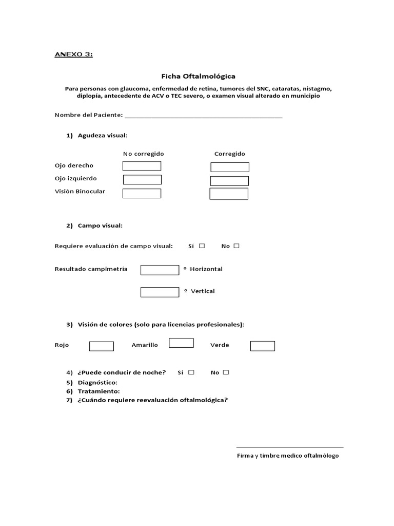 Anexo 3 Ficha Oftalmológica | PDF