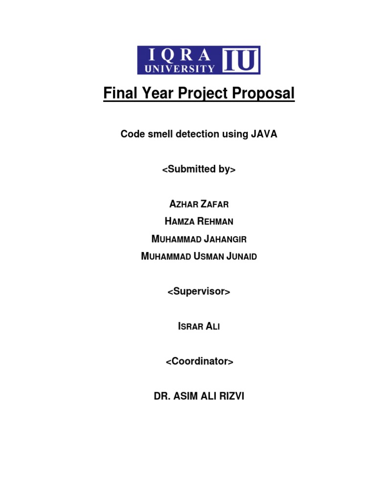 Final Year Project Proposal: Code Smell Detection Using JAVA | PDF ...