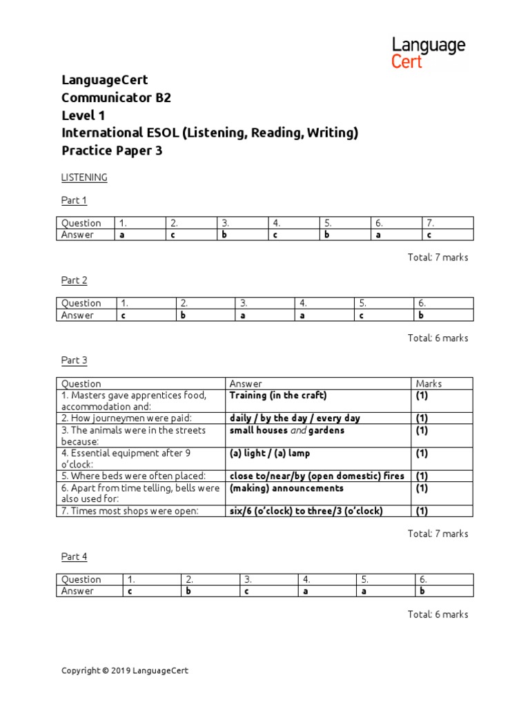 Languagecert Communicator B2 Level 1 International Esol (Listening ...