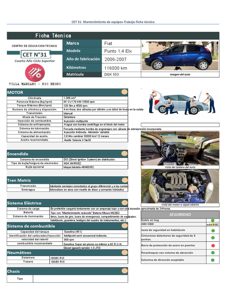 Ficha Técnica CET 31: Mantenimiento Automotriz | PDF | Inyección de ...