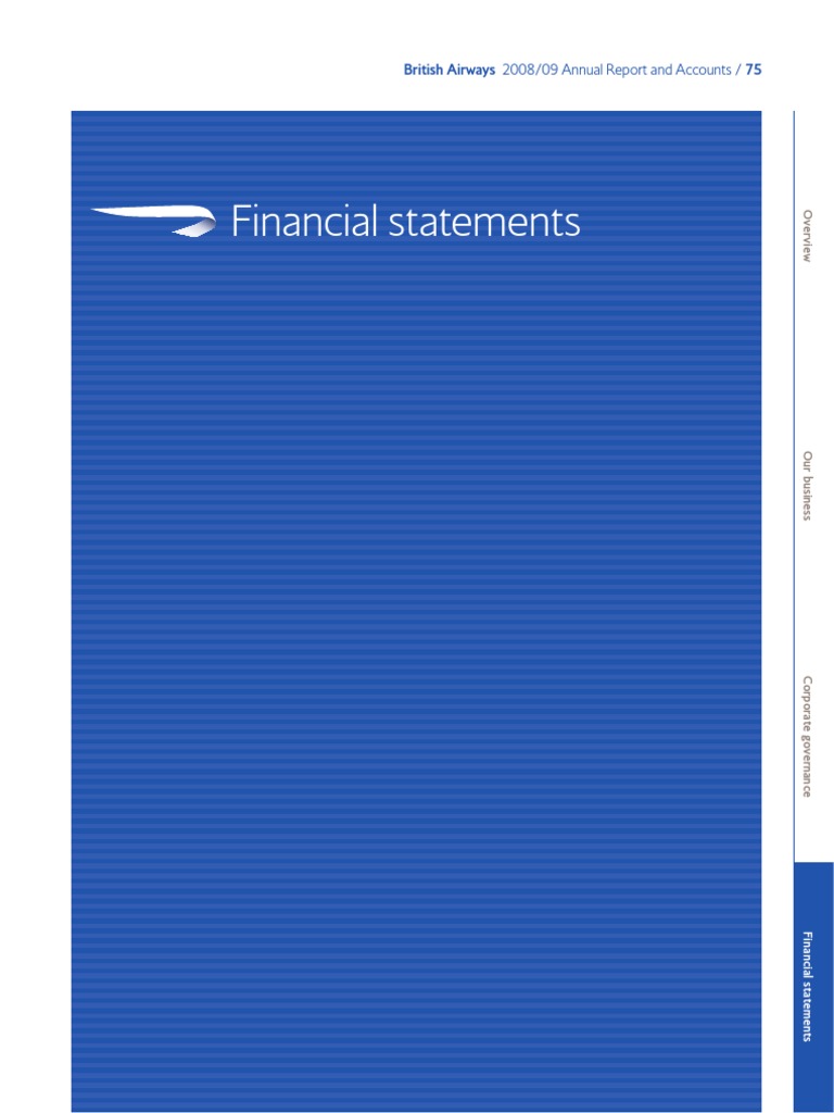 British Airways 2008/09 Financial Review | PDF | Income Statement ...