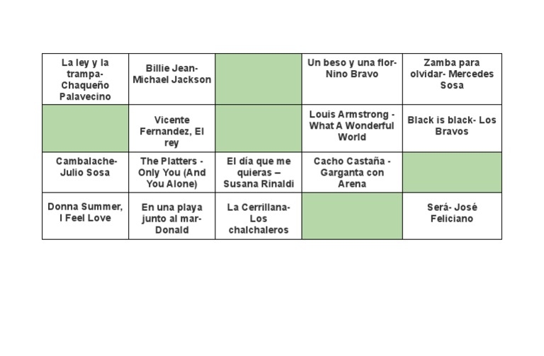 Tablero Bingo Musical | PDF