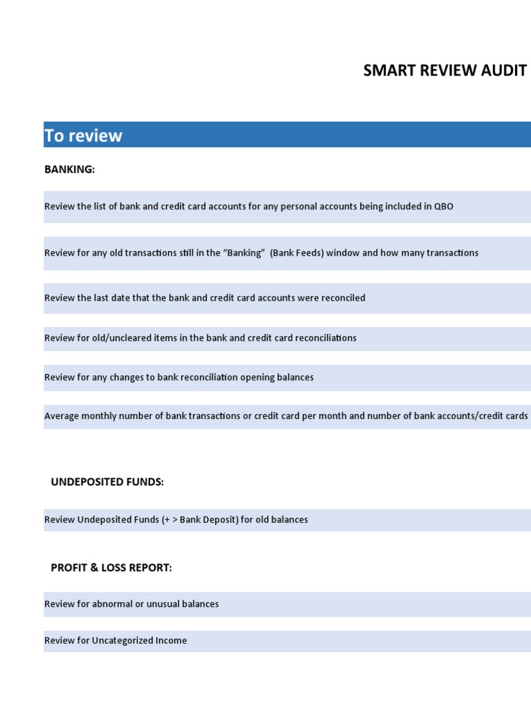 Smart Review Audit Checklist | PDF