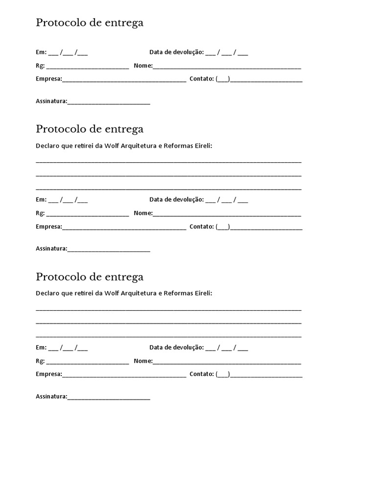 Protocolo de Entrega | PDF