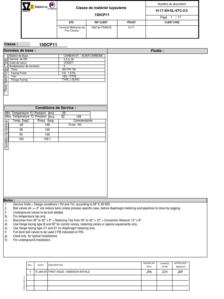 Classe de Matériel Tuyauterie 150CP11: 6117-XH-SL-STC-2/3 | PDF | Pipe (Fluid Conveyance ...