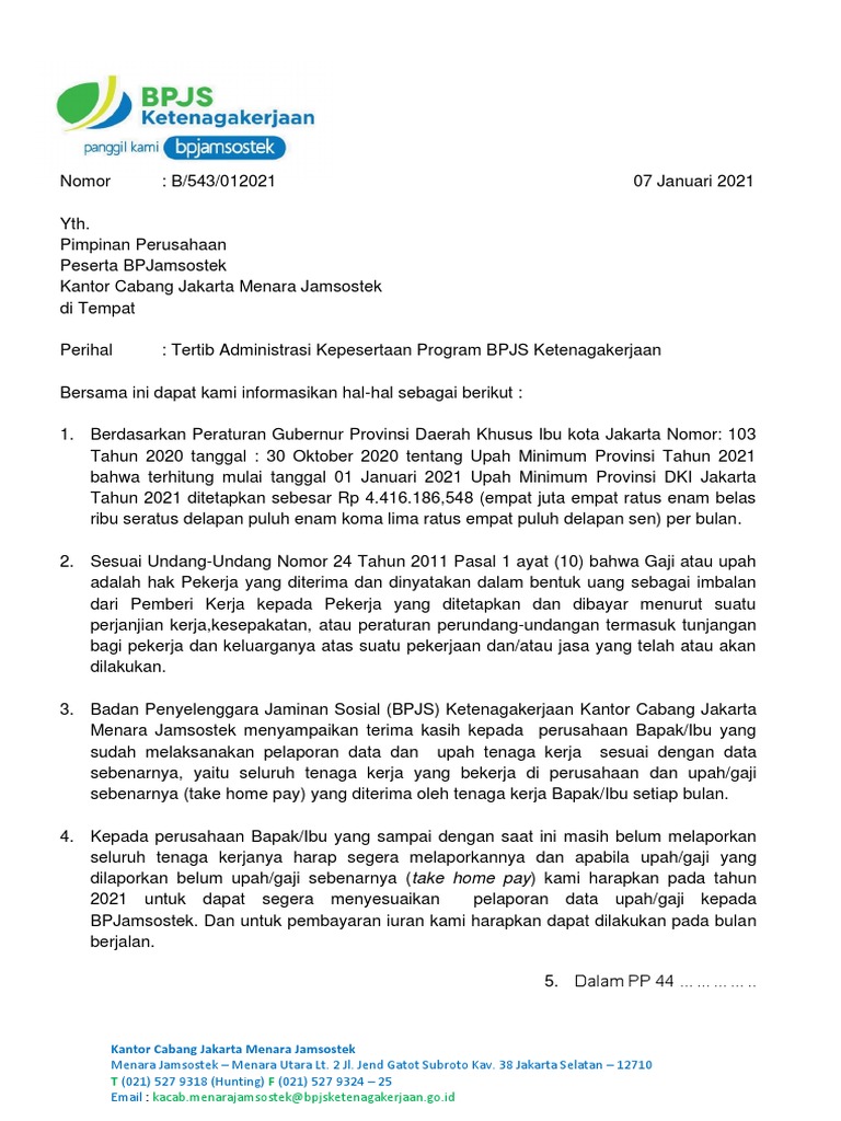 Surat Tertib Administrasi Perusahaan Tahun 2021 | PDF