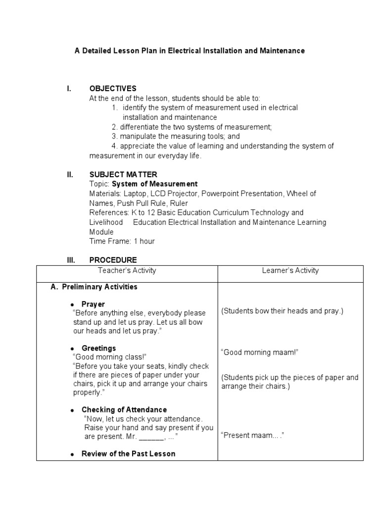 SYSTEM OF MEASUREMENT - A Detailed Lesson Plan | PDF | Foot (Unit) | Inch