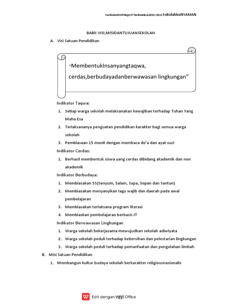 Bab II Visi, Misi, Tujuan | PDF | Karier & Perkembangan | Ilmu Sosial