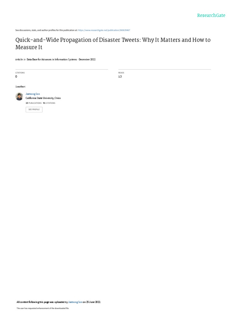 Quick-and-Wide Propagation of Disaster Tweets | PDF | Receiver ...