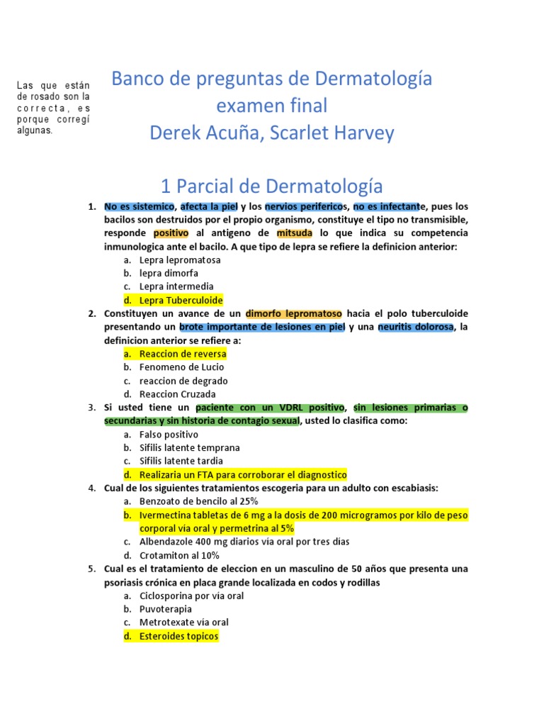 Banco de Preguntas Dematologia PDF | PDF | Perdida de cabello | Psoriasis