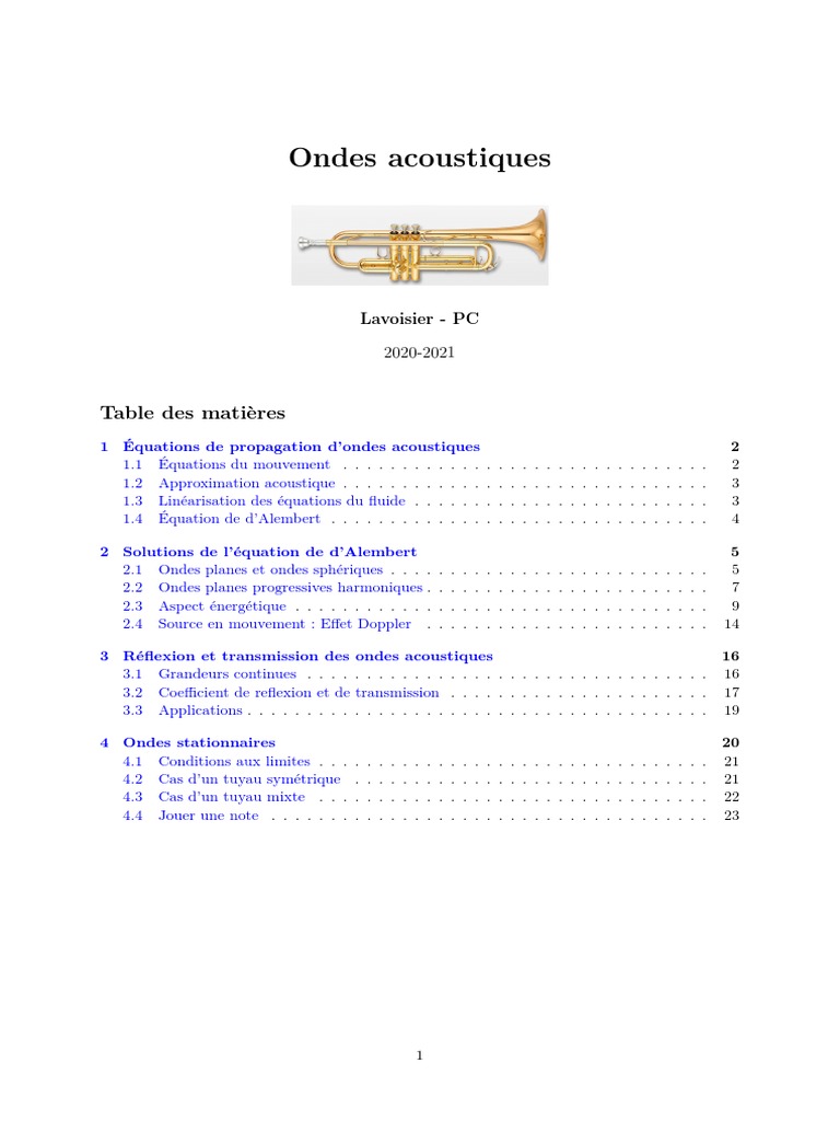 15 - Ondes Acoustiques | PDF | Réflexion (physique) | Son