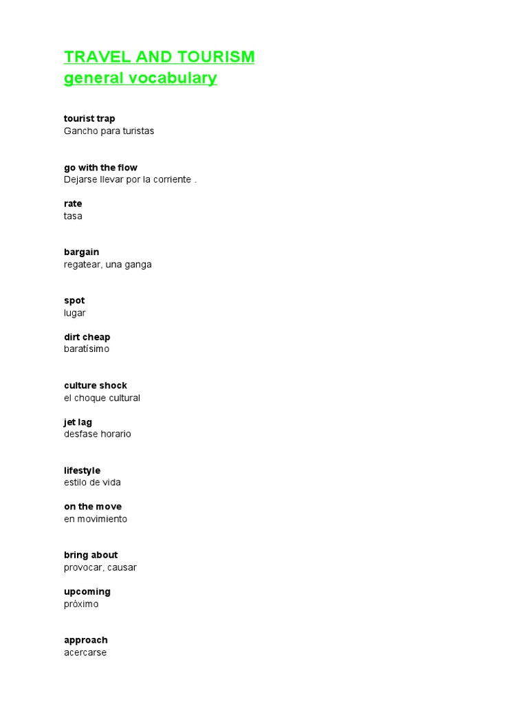 Unit 1. Travel and Tourism | PDF | Turismo | Ocio