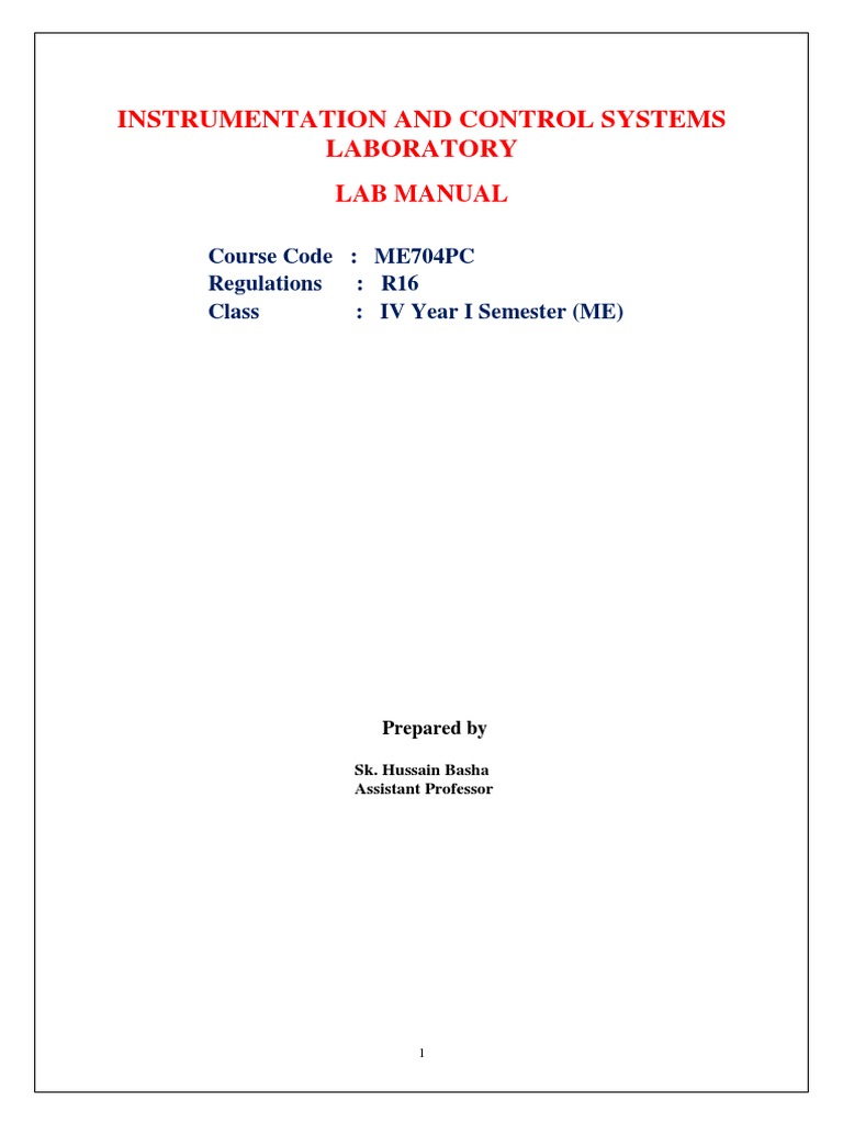 Pec - Ics - Lab Manual | PDF | Thermocouple | Pressure Measurement
