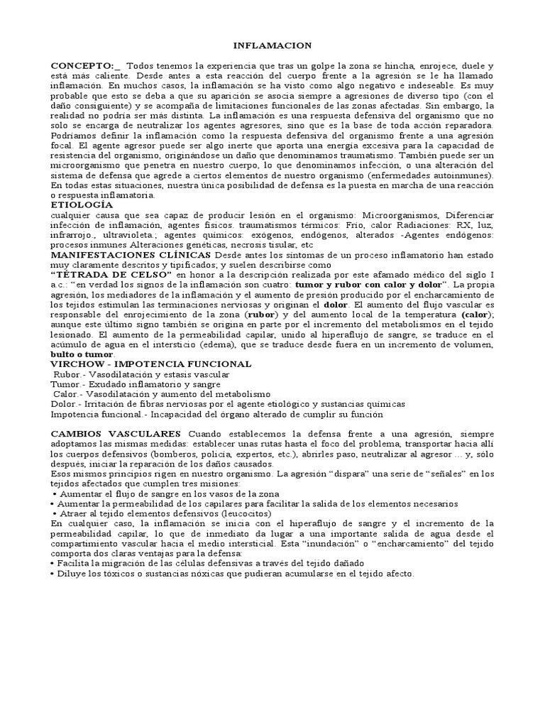 Proceso Inflamatorio: Características y Etapas | PDF | Inflamación ...