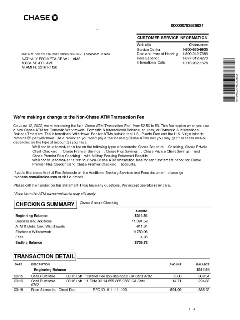 Chase ATM Fee Update Notice | PDF | Financial Transaction | Chase Bank