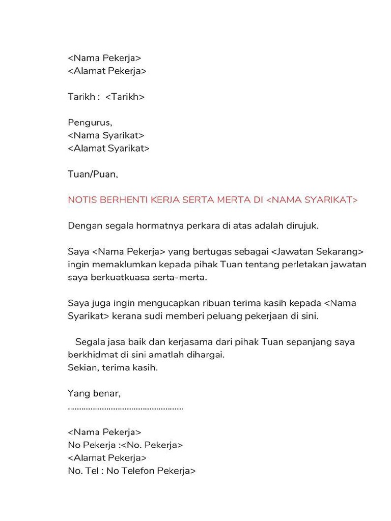 Contoh Surat Resign | PDF