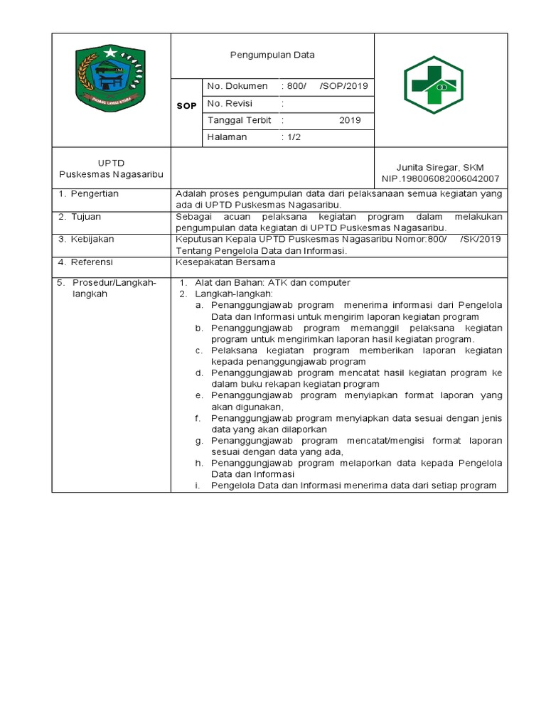Sop Pengumpulan Data | PDF