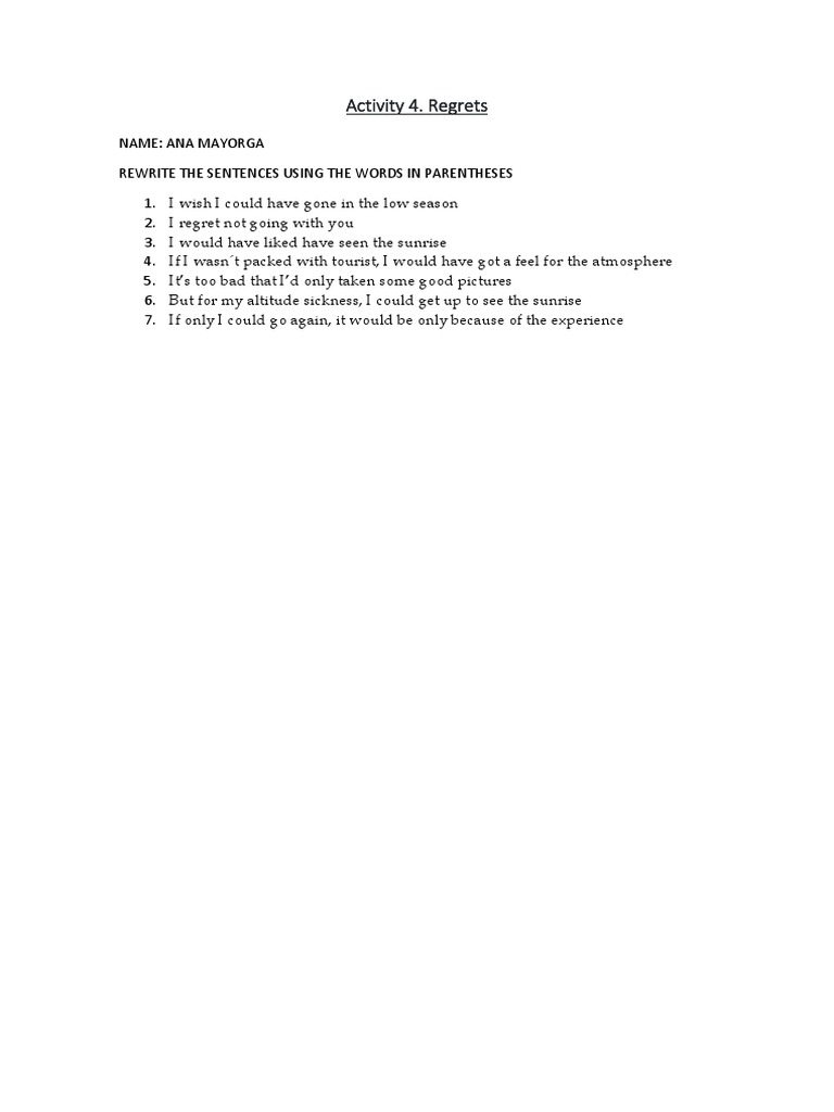 Activity 4, RegretsxD | PDF
