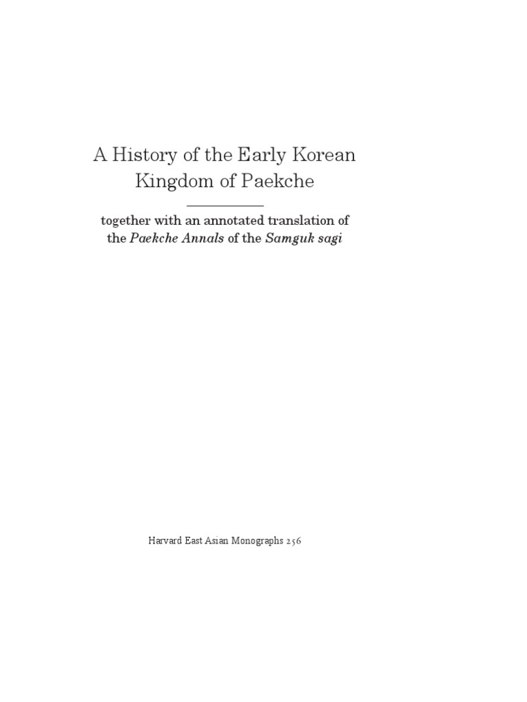 Best, Jonathan, A History of The Early Korean Kingdom of Paekche | PDF ...