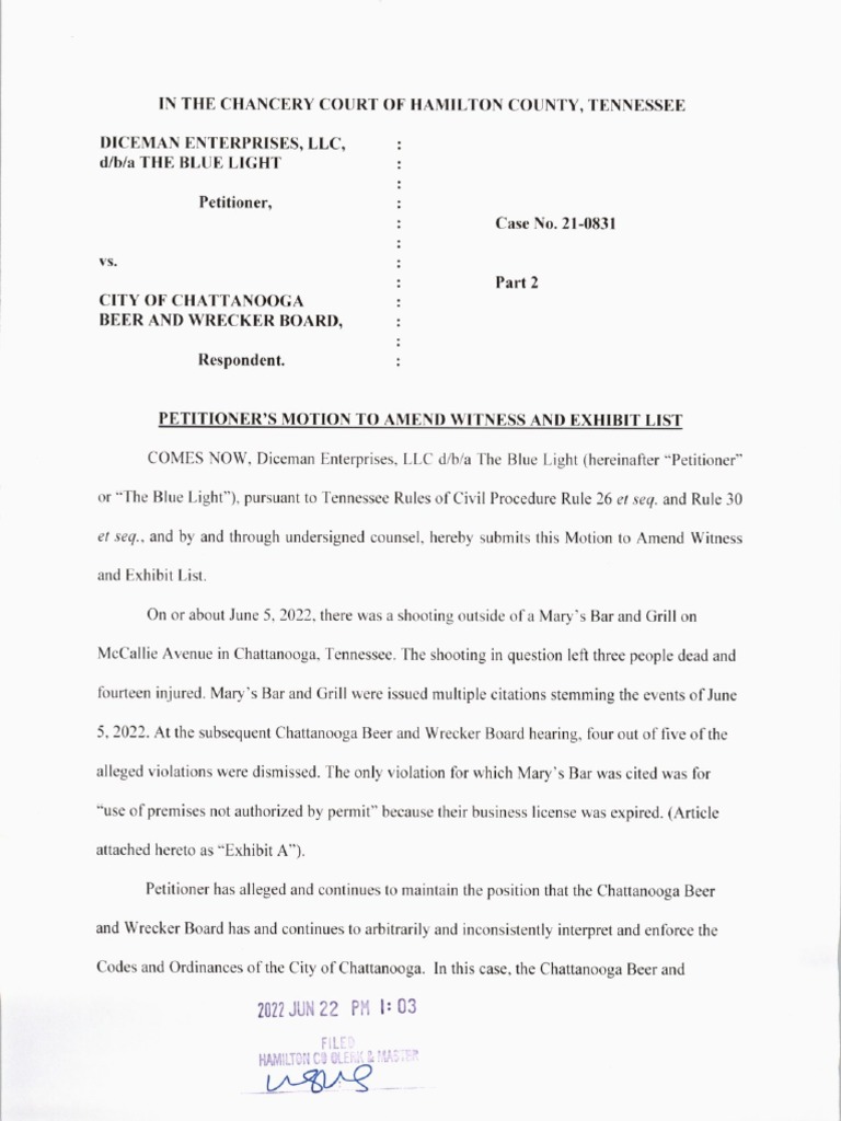 Motion To Amend Witness & Exhibit List (PL) PDF | PDF | Witness | Subpoena