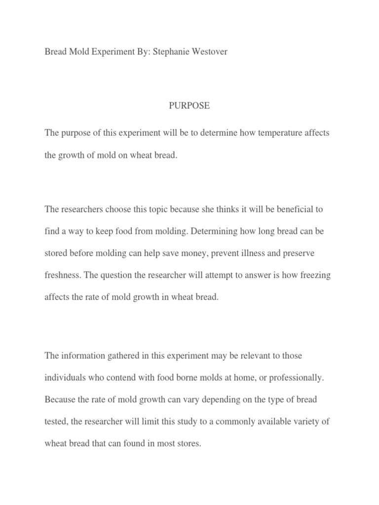 Bread Mold Experiment | PDF | Mold | Foods