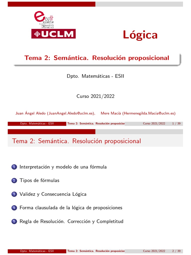 Tema 2 | PDF | Proposición | Lógica matemática