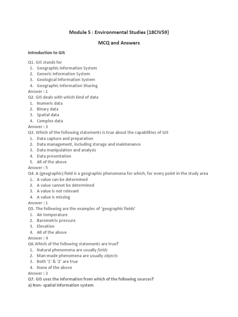 Evs Module 5 MCQ | PDF | Climate Change | Geographic Information System