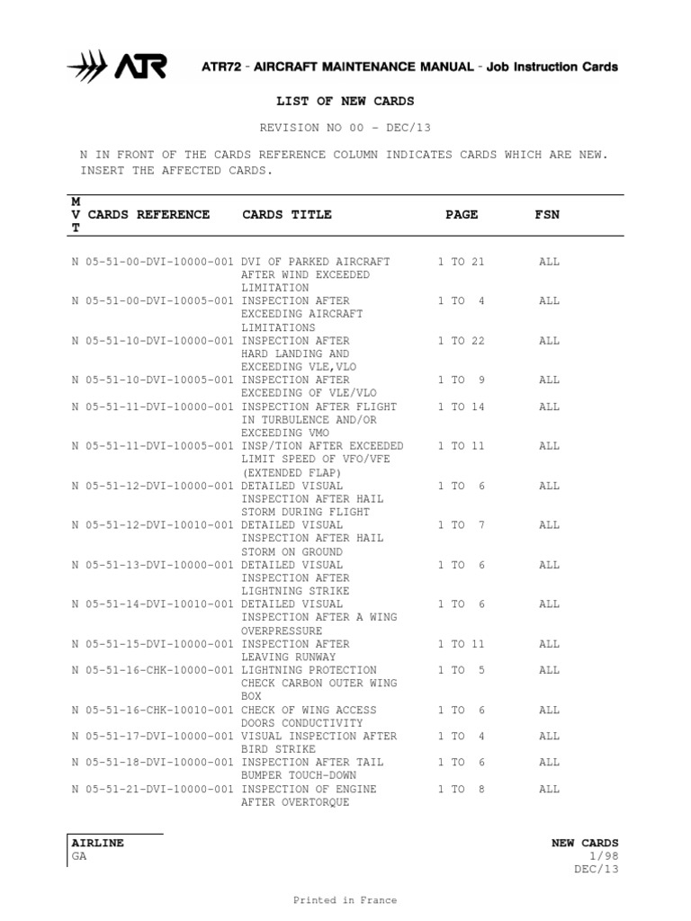 New Inspection Cards for Aircraft | PDF | Flight Recorder | Aircraft ...