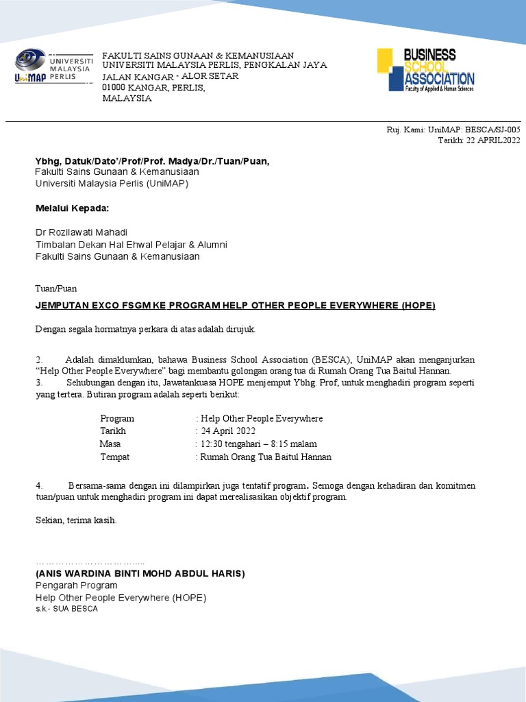 Contoh Surat Jemputan Berjemaah | PDF