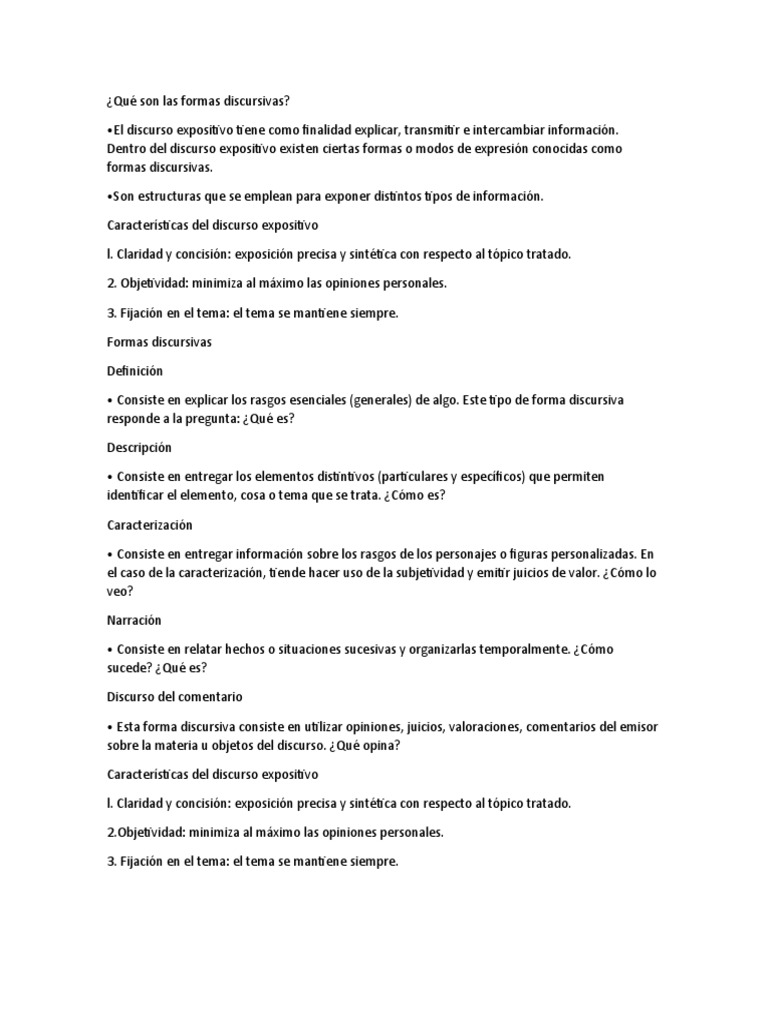 Formas Discursivas en el Discurso Expositivo | PDF | Narración | Cognición