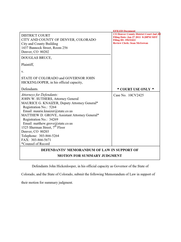 Brief in Support of MSJ | PDF | Summary Judgment | Burden Of Proof (Law)