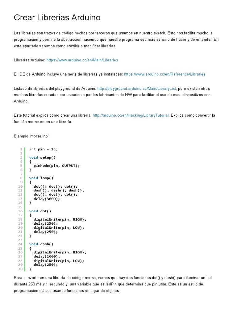Crear Librerias Arduino Aprendiendo Arduino | PDF | C ++ | Informática