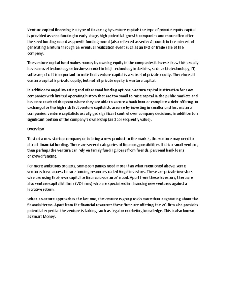 Understanding Venture Capital Financing | PDF | Venture Capital ...