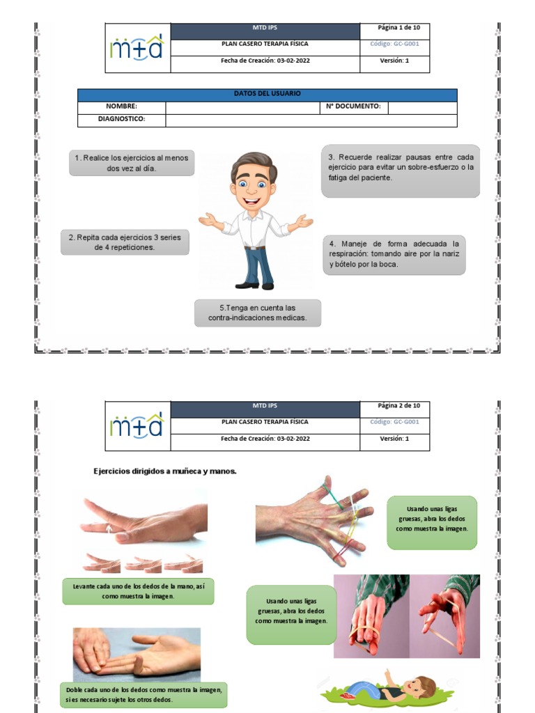 Plan Casero Terapia Física Pcte Con Movilidad | PDF | Codo