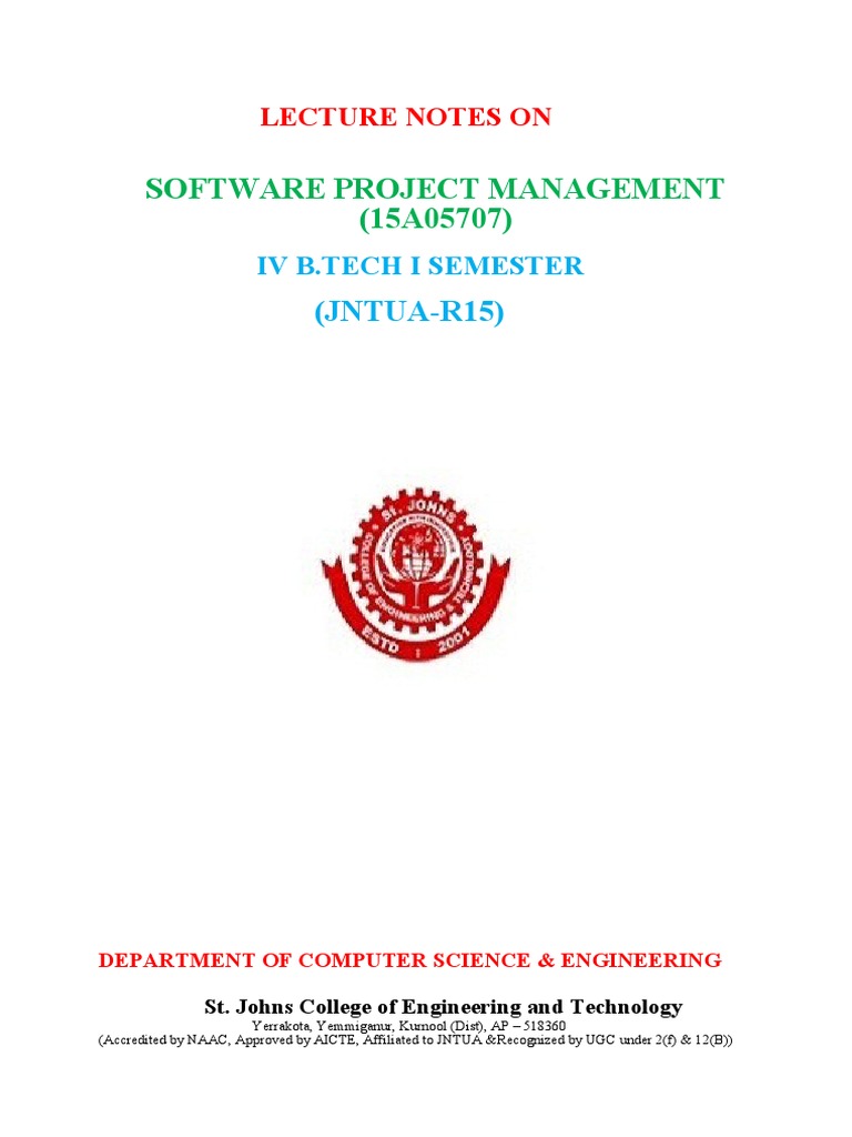 Software Project Management (15A05707) : (JNTUA-R15) | PDF | Object ...