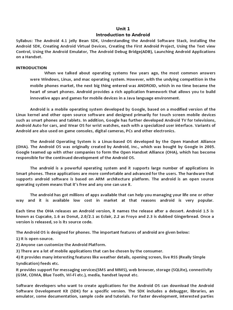 Android Development: Overview & SDK | PDF | Android (Operating System) | Java Virtual Machine