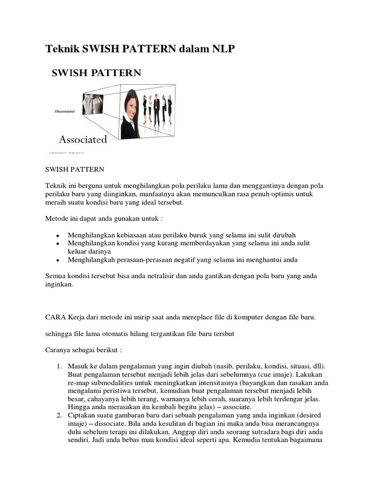 Teknik SWISH PATTERN NLP | PDF | Pengembangan Diri