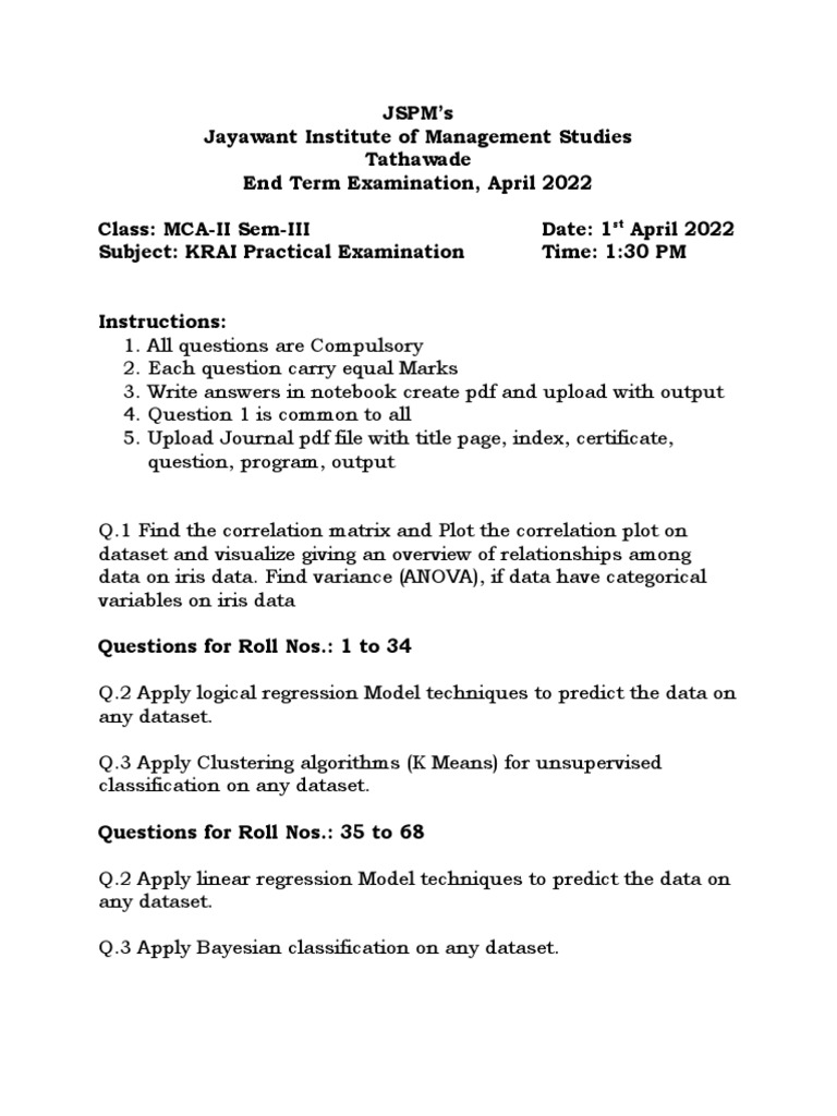 KRAI Lab Question Paper | PDF | Business | Technology & Engineering