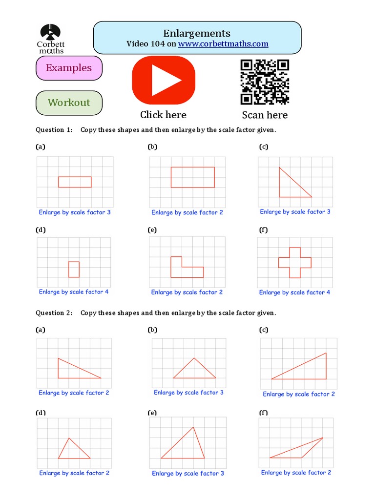 Enlargements Worksheet 1 | PDF | Area | Shape