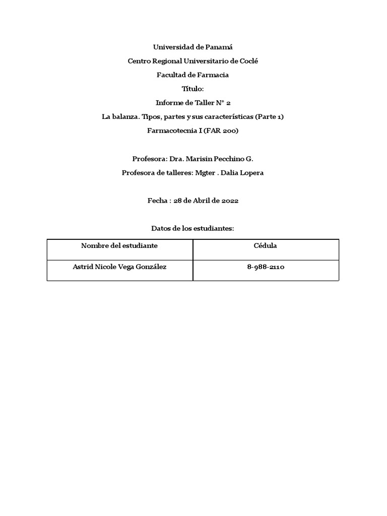 Tipos y partes de balanzas en farmacia | PDF | Balanza | Masa