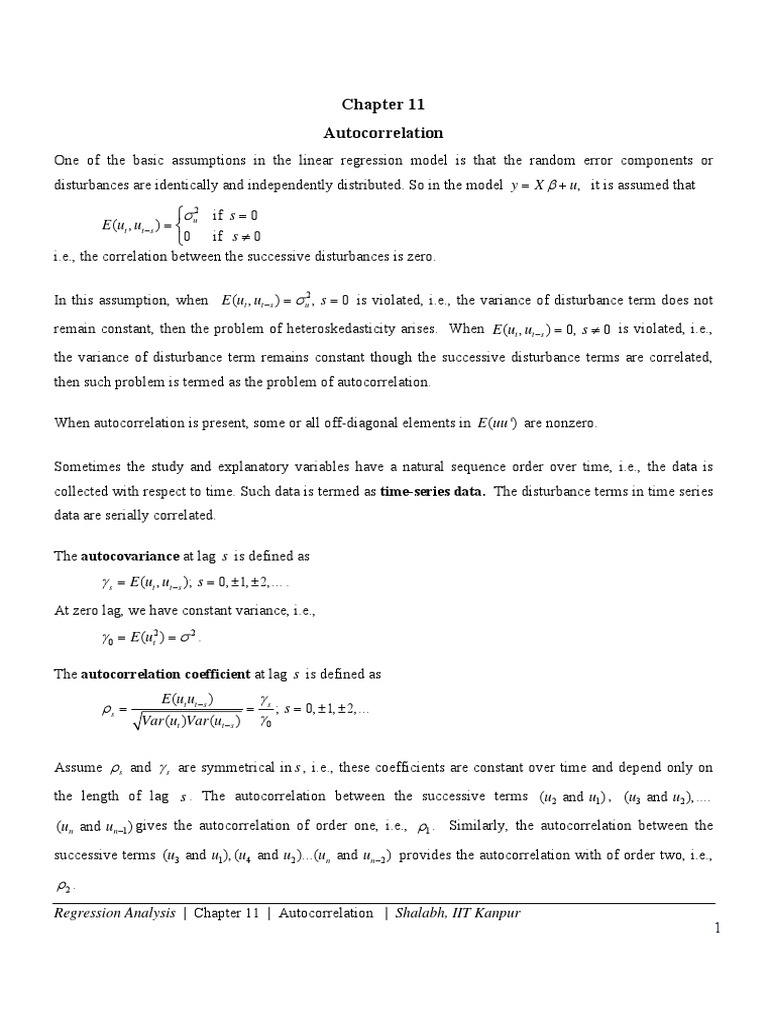 Chapter11 Regression Autocorrelation Pdf Autocorrelation Ordinary Least Squares